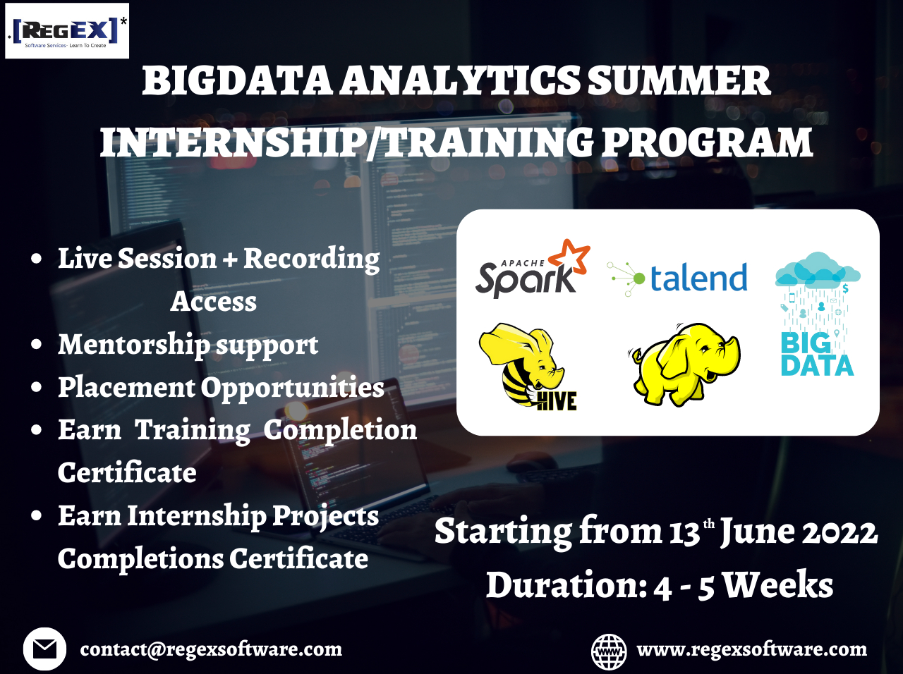 Summer Internship Program – June 2022 – Regex Software